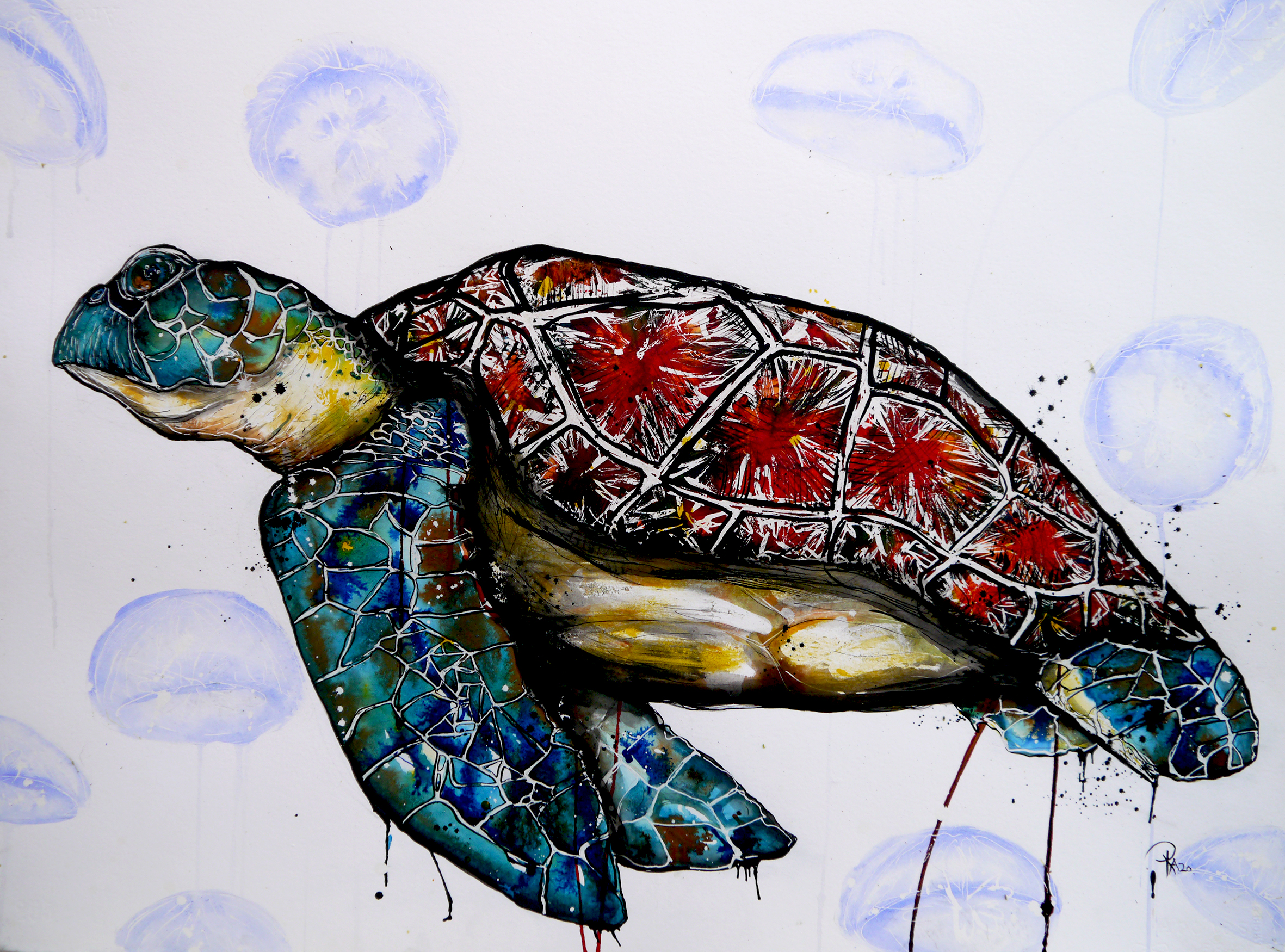 Abstract Sea Turtle Art